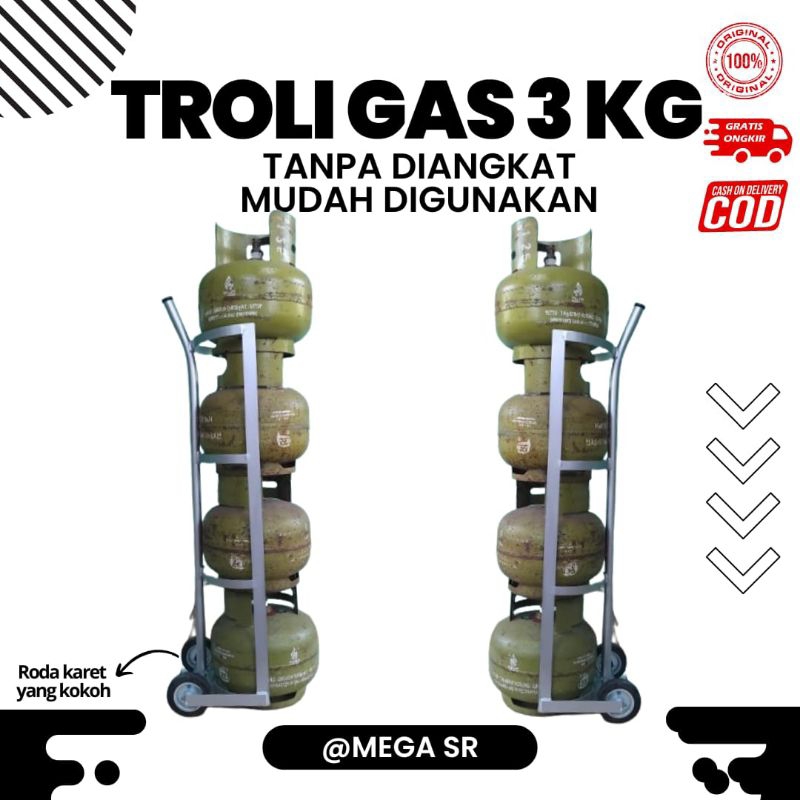 Jual TROLI GAS3KG TANPA D ANGKAT./RODA TABUNG 5 SUSUN+RODA GAS 3KG | Shopee Indonesia