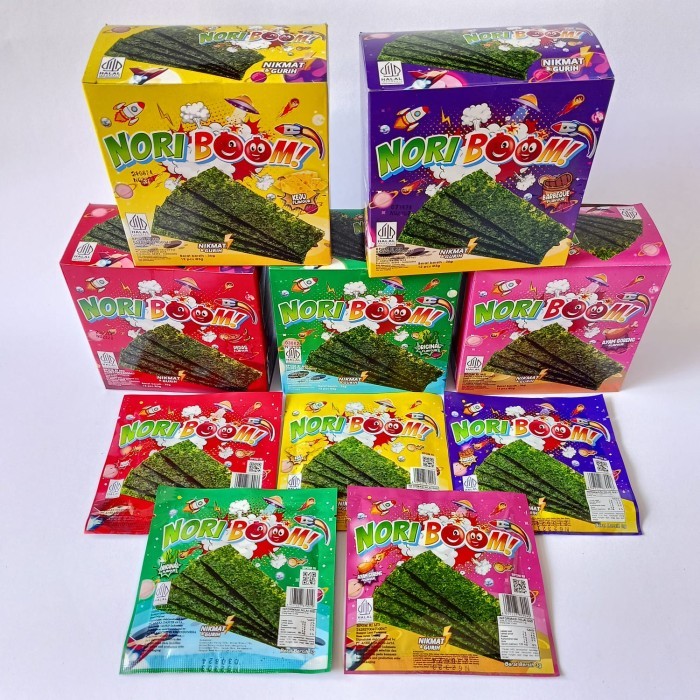 Jual NORI BOOM RUMPUT LAUT | SNACK RUMPUT LAUT 5 VARIAN RASA PER BOX ...