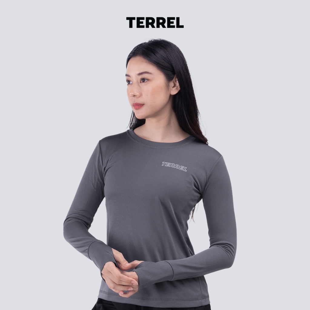 Jual Terrel sportswear basic long sleeve grey women dry fit running gym yoga kaos olahraga ...