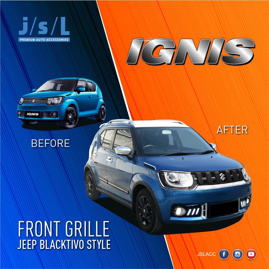 Jual Grill Depan Front Grille Ignis 2017 Up Model Jepp Blacktivo Hitam ...