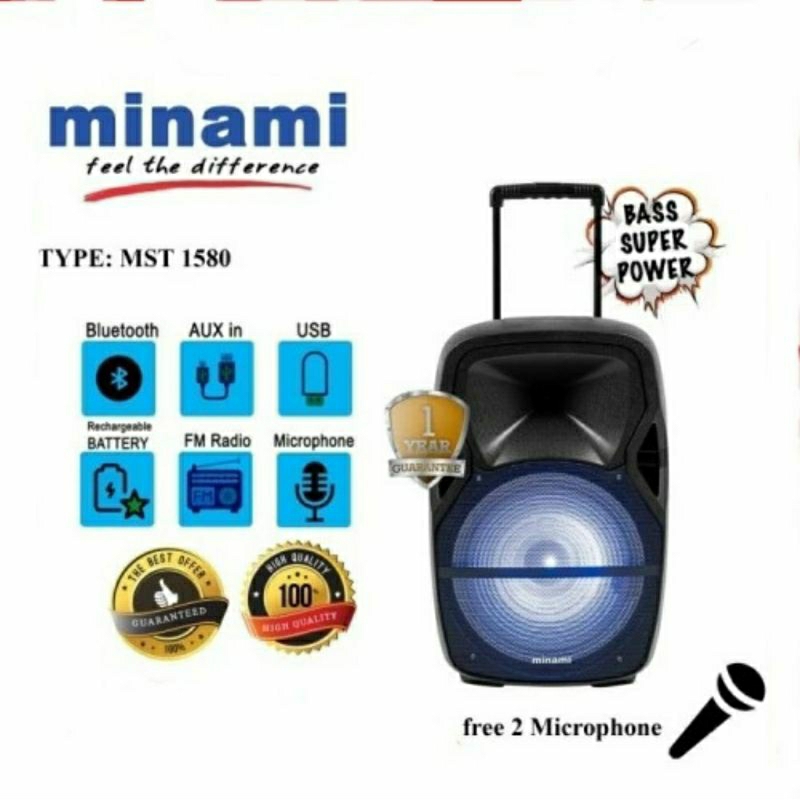 Jual Minami MST-1580 Meeting Speaker Portable 15" Bluetooth Free 2 Mic ...