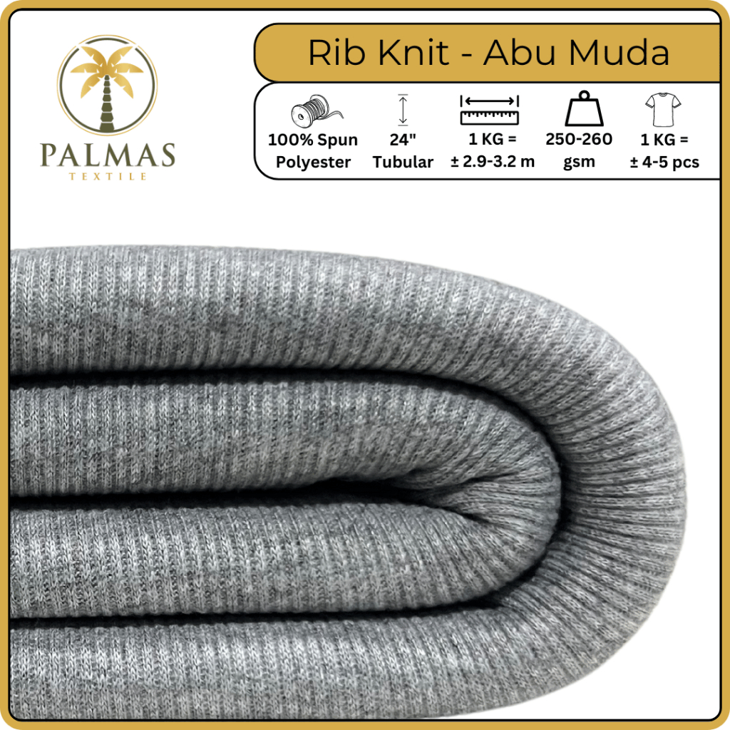 Jual Kain Rib Knit - Abu Muda Misty/M71 (Bahan Kaos) | Shopee Indonesia