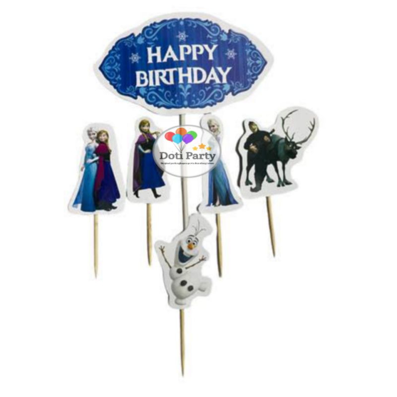 Jual Cake Topper Happy Birthday / Cake Topper Frozen / Tusukan Kue HBD ...