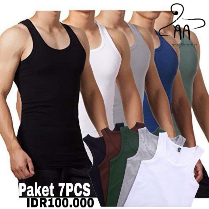 Jual PAKET 7 PCS SINGLET PRIA KAOS DALAM DEWASA POLOS TERLARIS 2024 ...