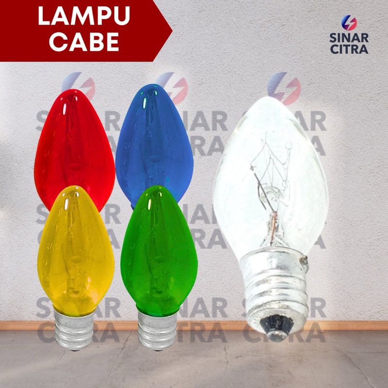 Jual Lampu Bohlam - Cabe Dop - Lampu Tidur - 5 Warna - ATN E12 - Merah ...
