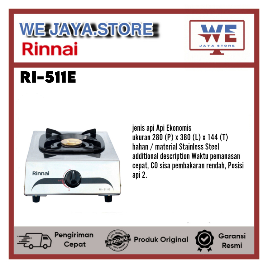 Jual KOMPOR GAS 1 TUNGKU RINNAI RI-511E | Shopee Indonesia