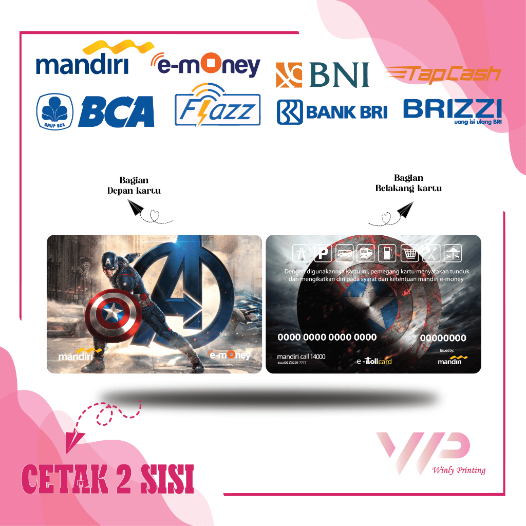 Jual KARTU EMONEY SUPERHERO CAPTAIN AMERICA ETOLL MANDIRI FLAZZ BCA GEN ...