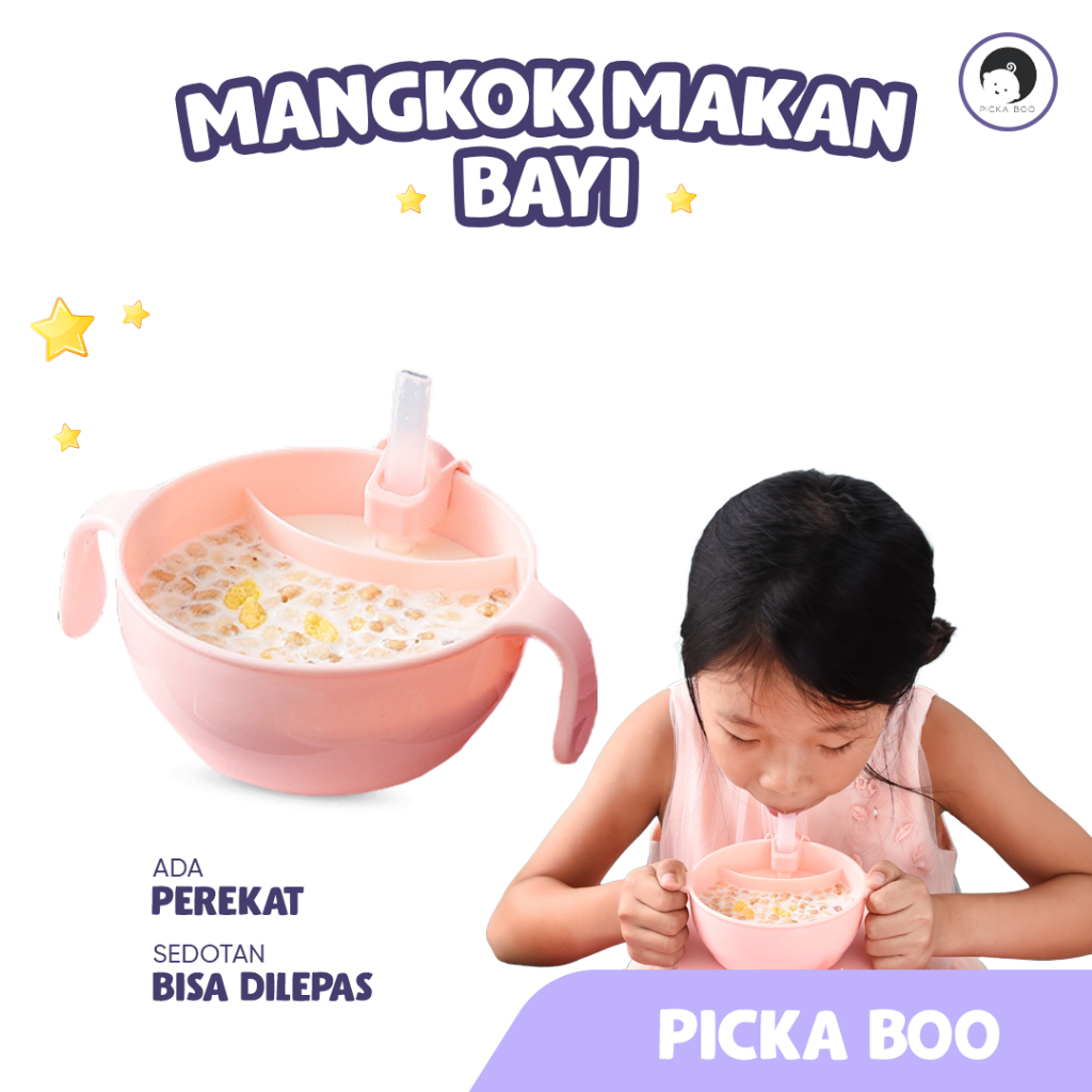 Jual PICKA BOO Tempat MPASI Mangkok MPASI 2 Sisi FREE Sedotan Silikon ...