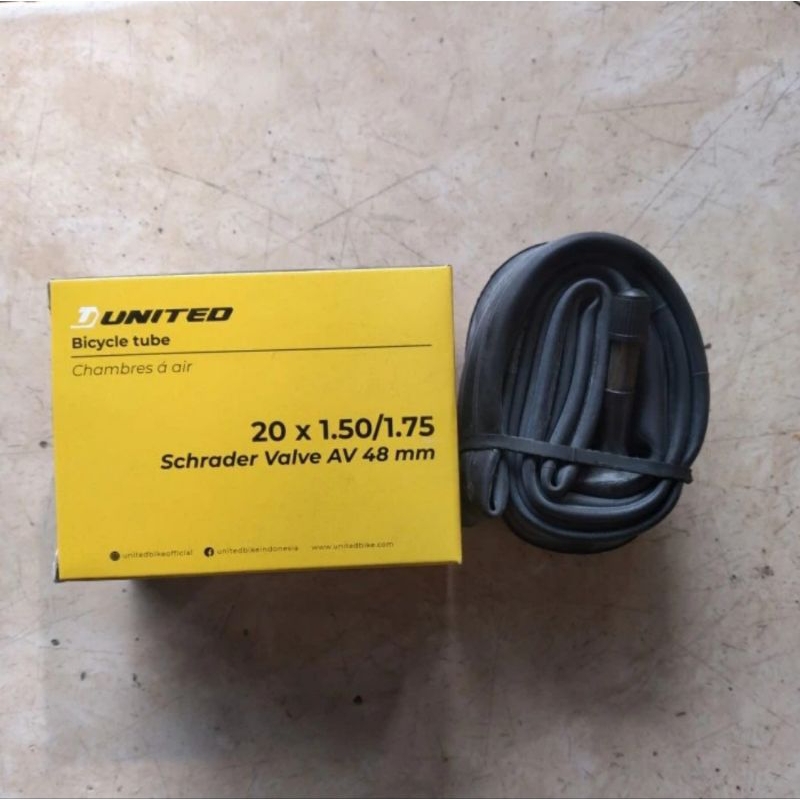 Jual ban dalam sepeda lipat 20 x 1.50 1.75 20x1.50 150 20x1.75 UNITED 406 pentil besar Schrader ...