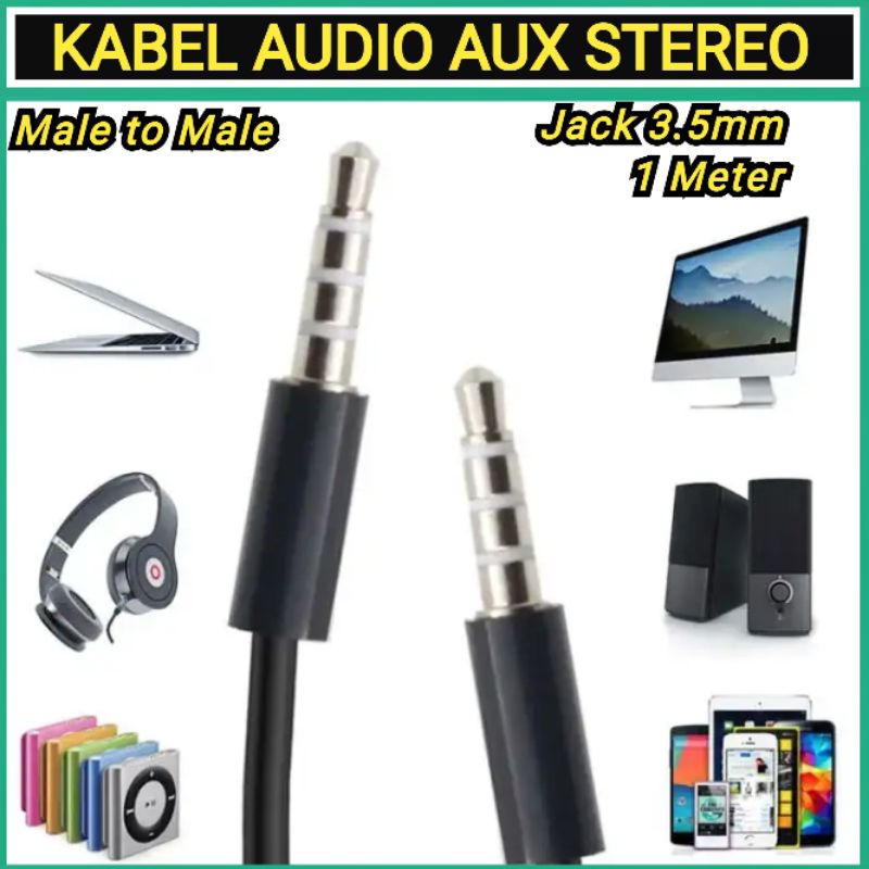 Jual Kabel Audio AUX 3.5mm Male to Male Panjang 1Meter Stereo HiFi 1M - CX1 - Overfly | Shopee ...
