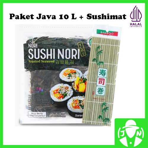 Jual Paket sushi nori 10 JAVA + bambu penggulung halal MUI murah bento ...