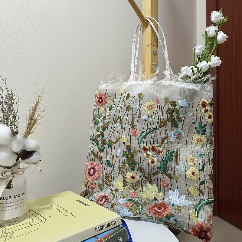 Jual Tas cantik bunga-bunga Tas Bahu Bunga Bordir Tangan Penuh Jaring ...