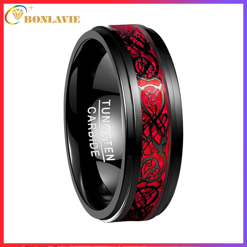 Jual BONLAVIE to My Soul Mate Engraving Tungsten Carbide Ring Black ...