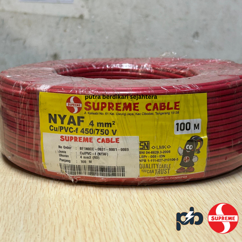 Jual Kabel NYAF 4 mm Merk Supreme 100 Meter / Kabel NYAF 4mm Supreme (100 Meter) | Shopee Indonesia