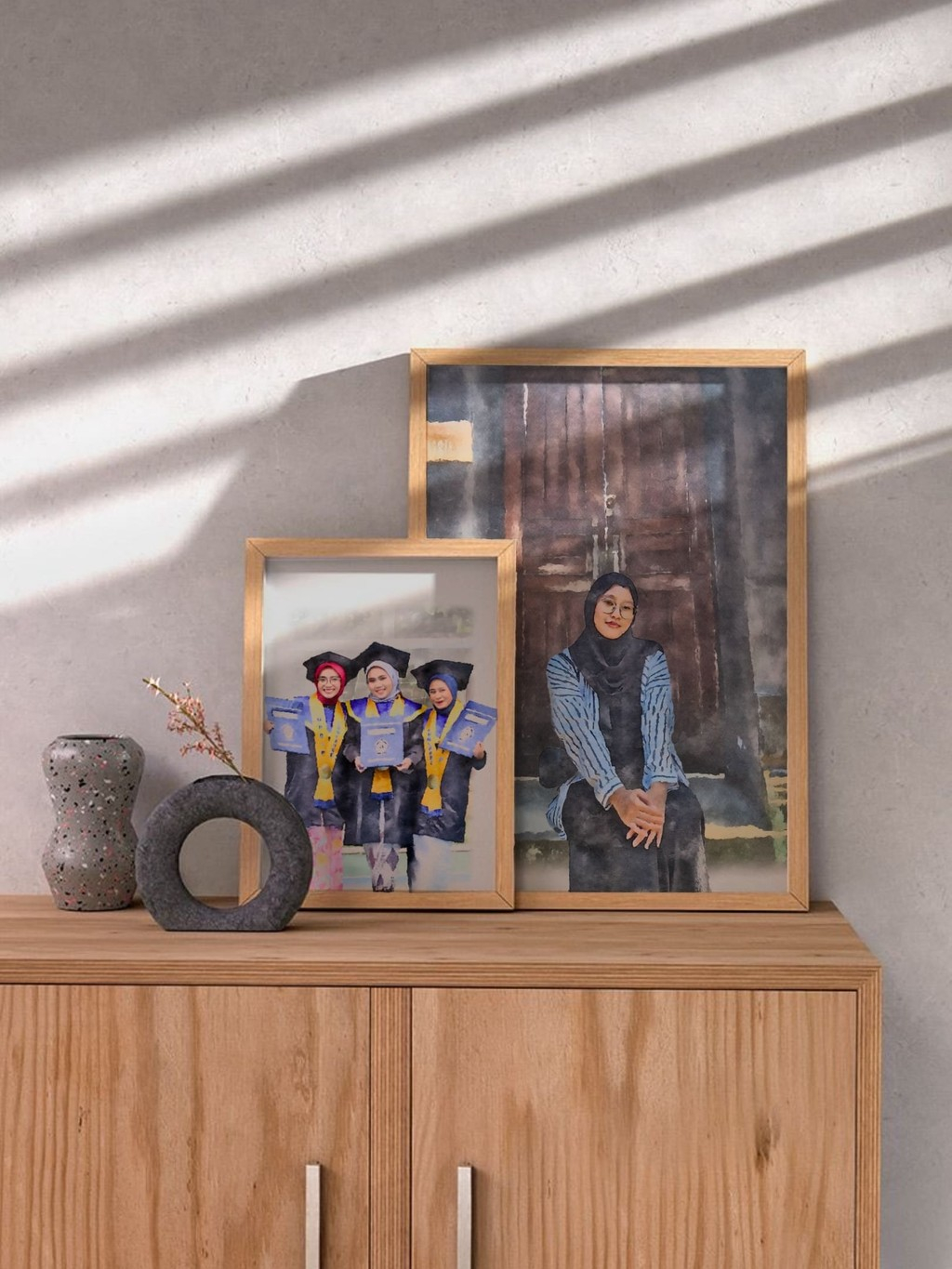 Jual HAMPERS KADO CUSTOM POTRAIT ART WATERCOLOR UKURAN FRAME SEDANG ...