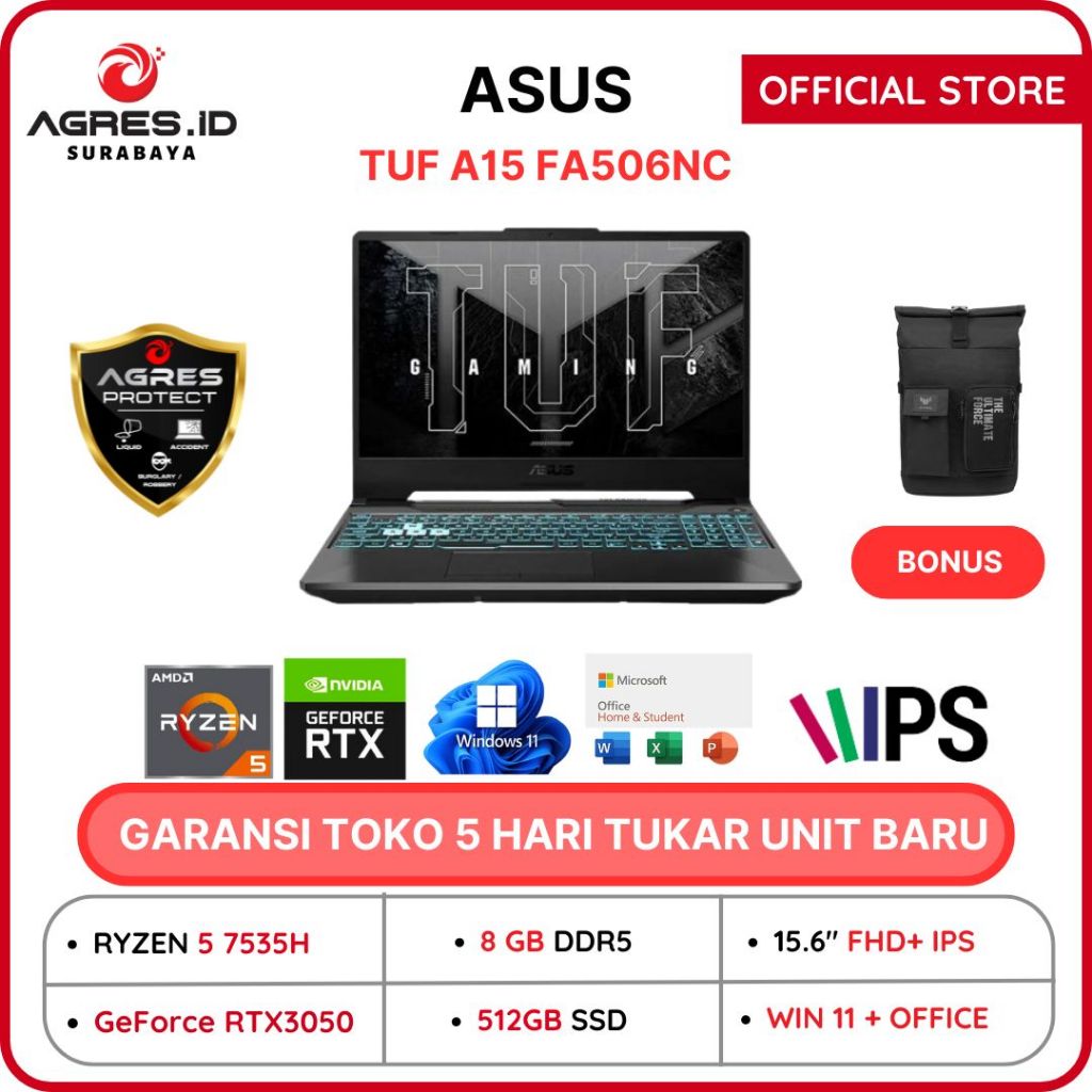 Jual ASUS TUF A15 FA506NC Ryzen 5 7535HS RTX3050 4gb/ 8gb 512gb 15.6FHD ...
