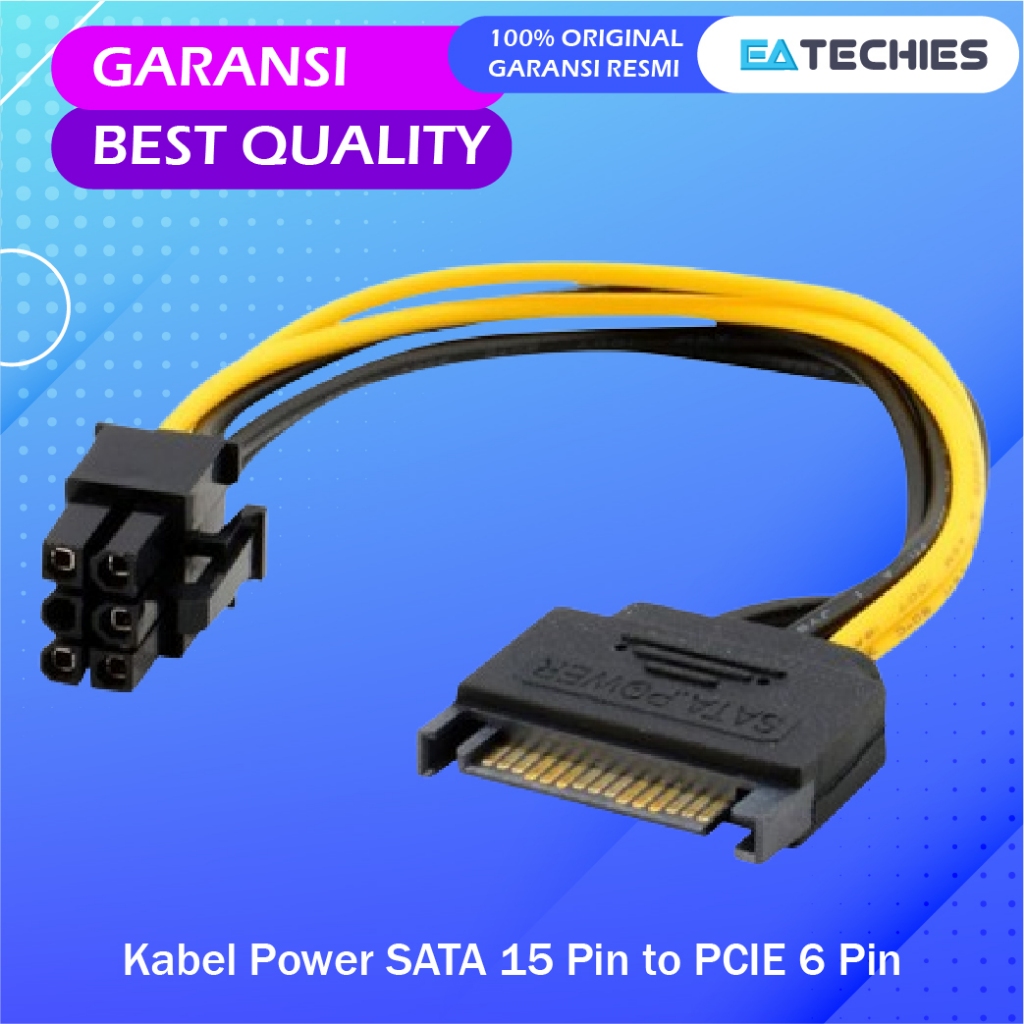 Jual KABEL POWER SATA 15 PIN TO 6 PIN PCI-E VGA CARD / 15PIN TO 6PIN | Shopee Indonesia