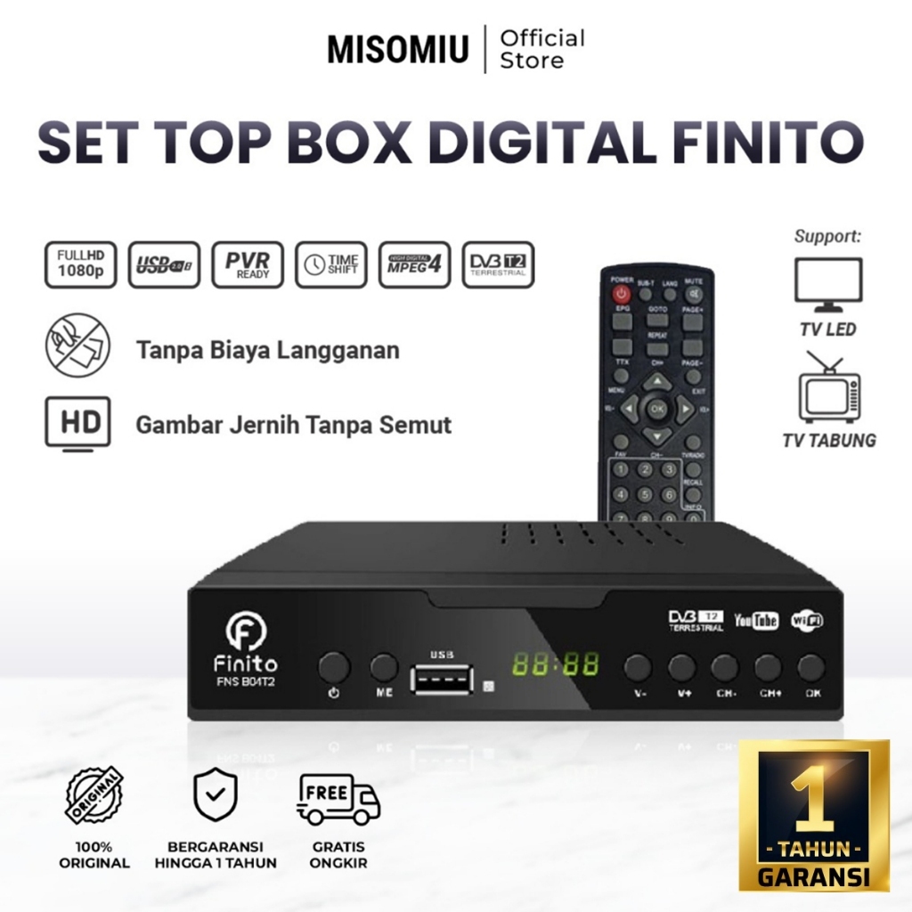 Jual Set Top Box Finito DVB T2 TV Siaran Digital Receiver STB BISA ...