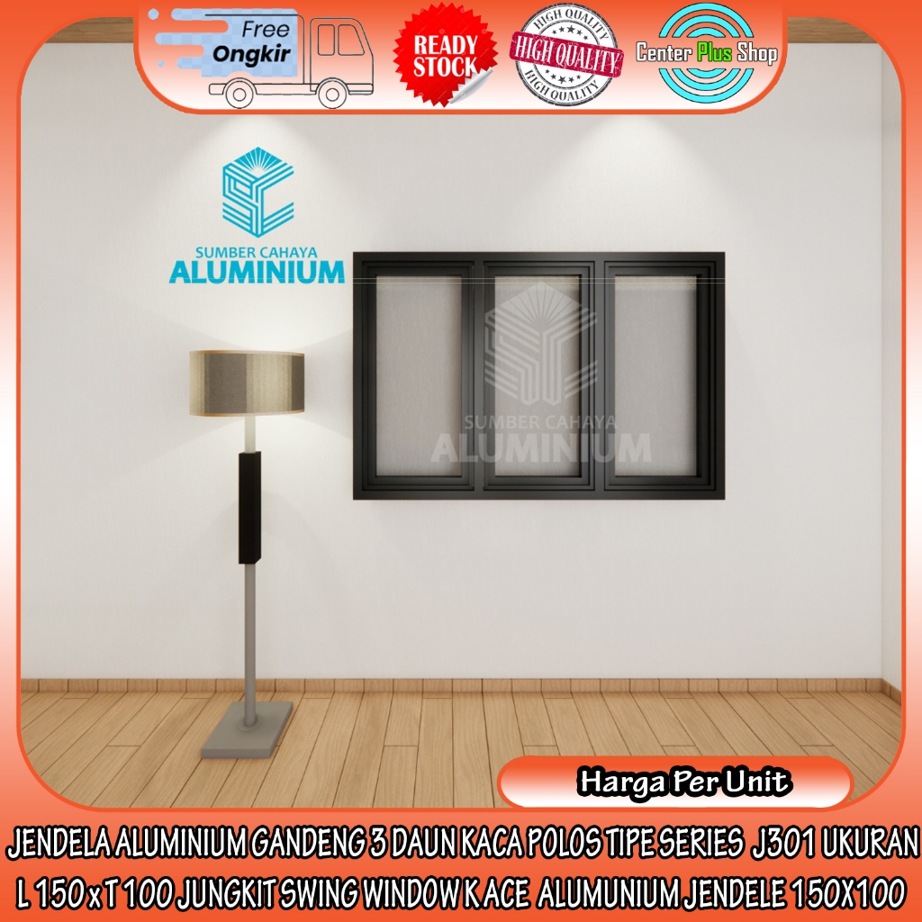 Jual [KARGO] JENDELA JENDELE ALUMINIUM GANDENG TIGA 3 DAUN TIPE J301 UKURAN L150 X T100 FULLSET ...