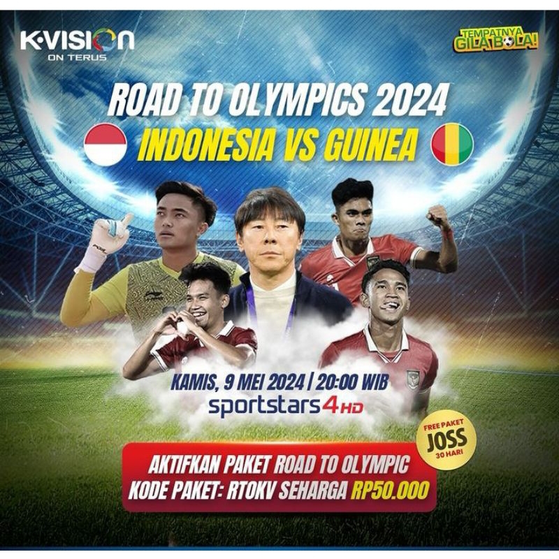 Jual Paket Timnas vs Guinea kualifikasi olimpiade K Vision | Shopee ...