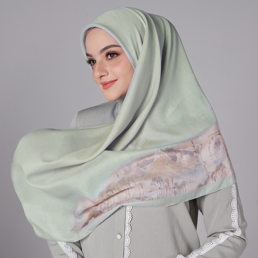 Jual MANDJHA Cairo Mint Green Scarf By IVAN GUNAWAN - Jilbab Hijab Segi Empat ORIGINAL MANDJHA ...