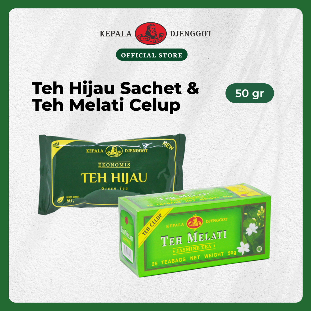Jual Kepala Djenggot Teh Hijau Sachet Ekonomis 50gr & Teh Melati Celup ...