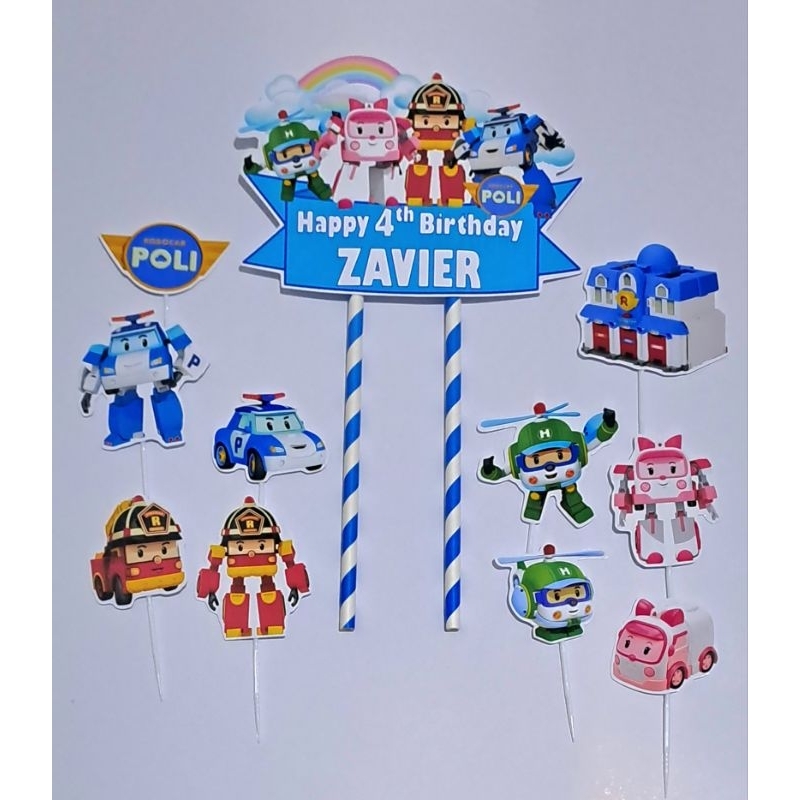 Jual TOPPER CAKE GAMBAR ROBOT CAR POLI BISA CUSTOM NAMA | Shopee Indonesia