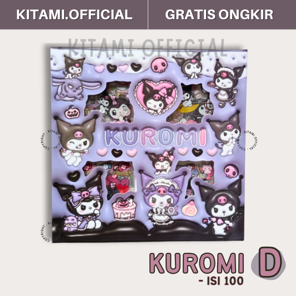 Jual STIKER KUROMI BOX ISI 100 | WATERPROOF STICKER KUROMI SANRIO ...