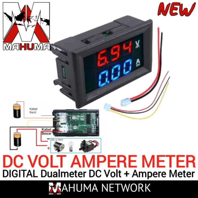 Jual DIGITAL MULTIMETER MINI DUAL DISPLAY LED VOLTMETER DAN AMPERMETER VOLT AMPER METER | Shopee ...