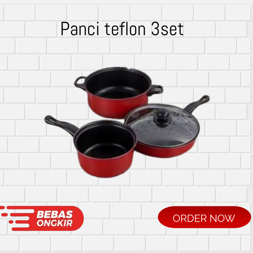 Jual Panci Teflon Wok Pan Set Nona 3 in 1 Panci Teflon Set PANCI 3 SET ...