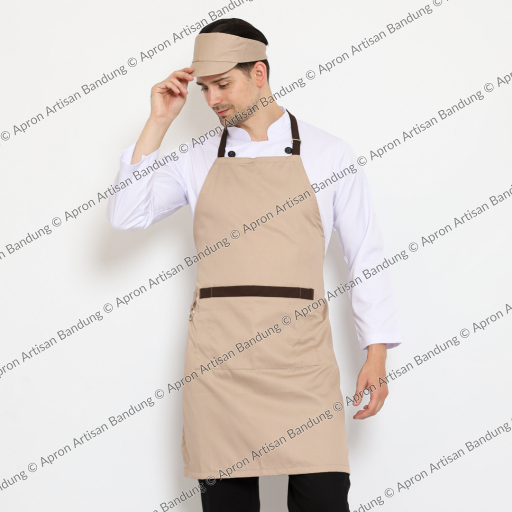 Jual Paket Pakaian Masak Topi Chef Caddy dan Apron Celemek Full 3 Saku ...