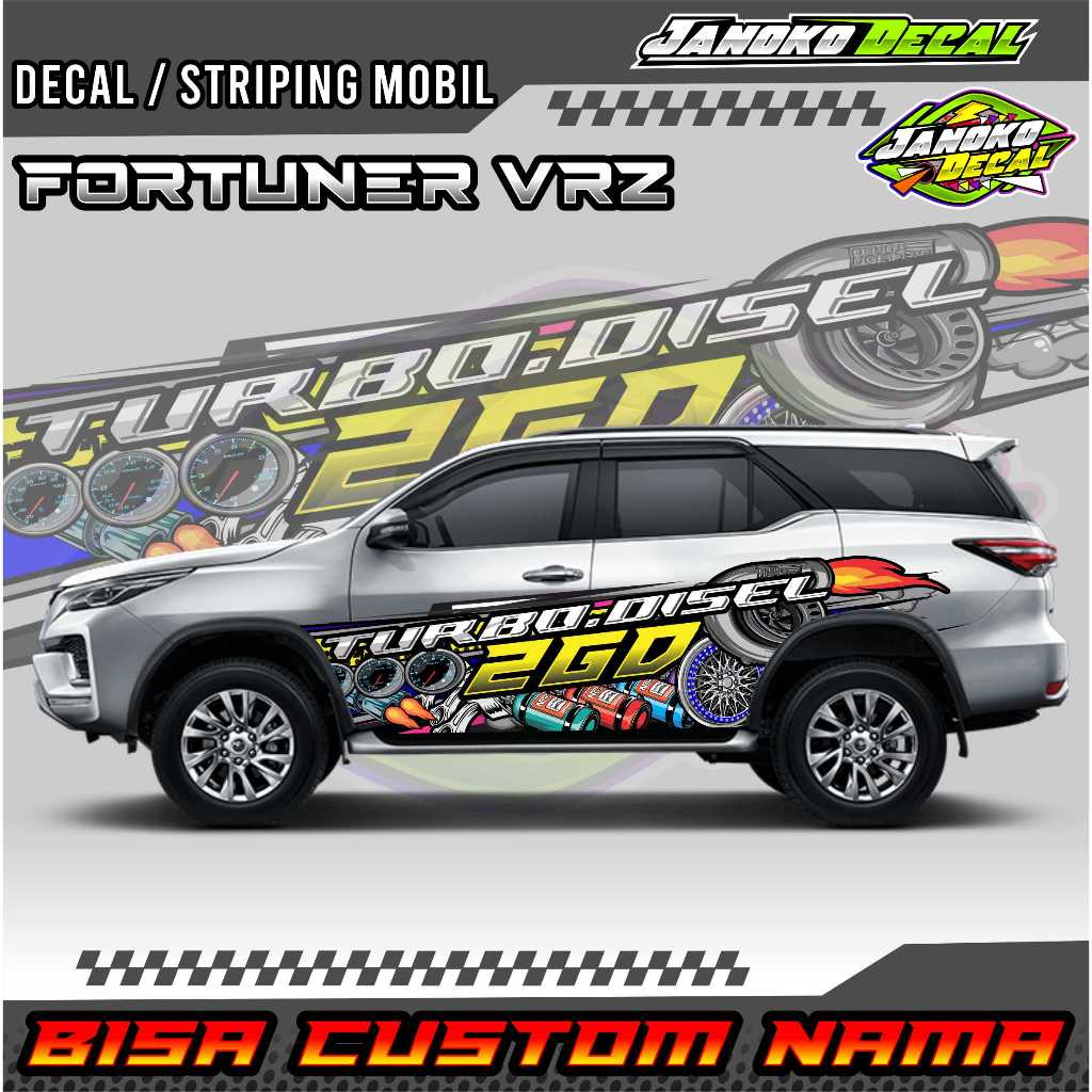 Jual STRIPING DECAL VARIASI TOYOTA FORTUNER VRZ CUSTOM NAMA / STRIPING ...