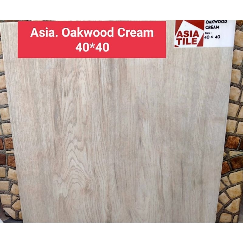 Jual Keramik Lantai 40x40 Motif Kayu Glossy Oakwood Cream - Asia Tile ...