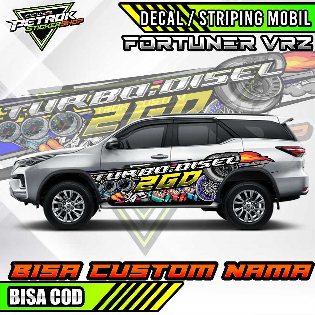 Jual STRIPING DECAL VARIASI TOYOTA FORTUNER VRZ CUSTOM NAMA / STRIPING ...