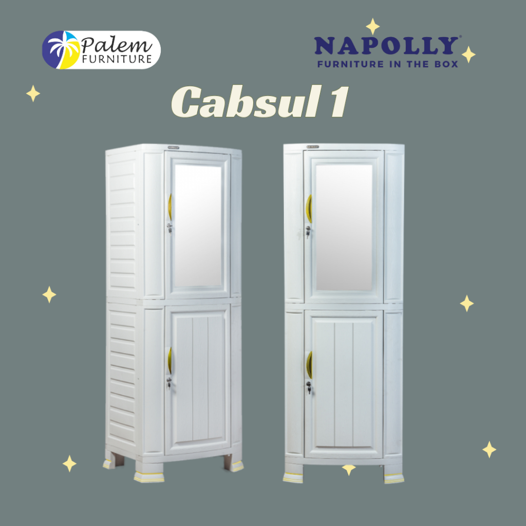 Jual Napolly Cabsul1 Lemari Pakaian 1 Pintu Putih Full Rak Cermin ...