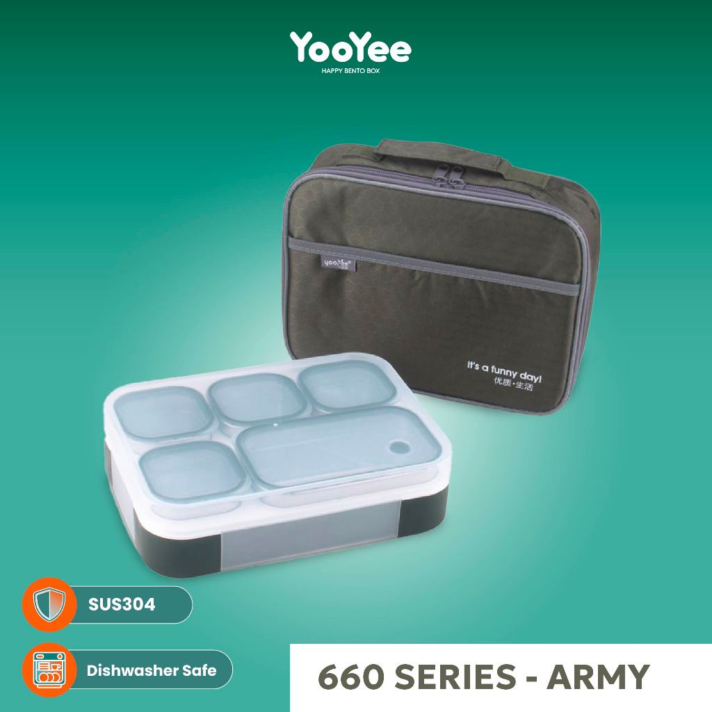 Jual Yooyee 629 Kotak Makan Box Makanan Stainless 5 Sekat Set dengan ...