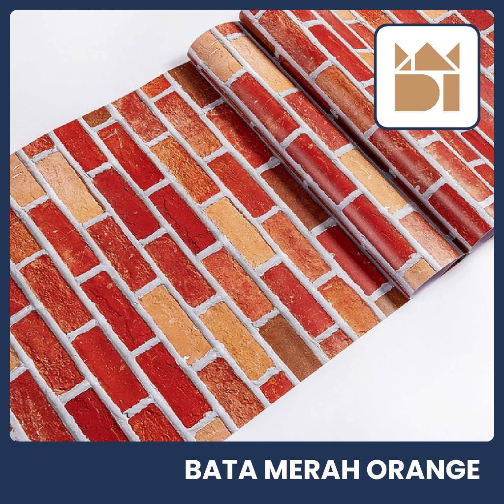 Jual Wallpaper Stiker Dinding Motif Bata Merah Orange Ukuran 45 Cm x 8 ...