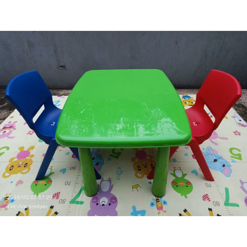 Jual Kinder Set Meja belajar anak (1 meja+2kursi) tk paud bahan plastik ...