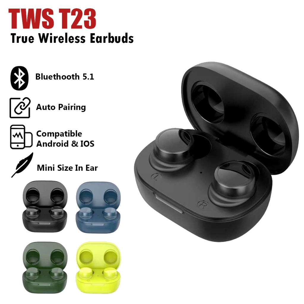 Jual NSC- Tws T23 Headset Wireless Bluetooth Earbuds Stereo Hifi Bass Sound Quality TWS T23 ...