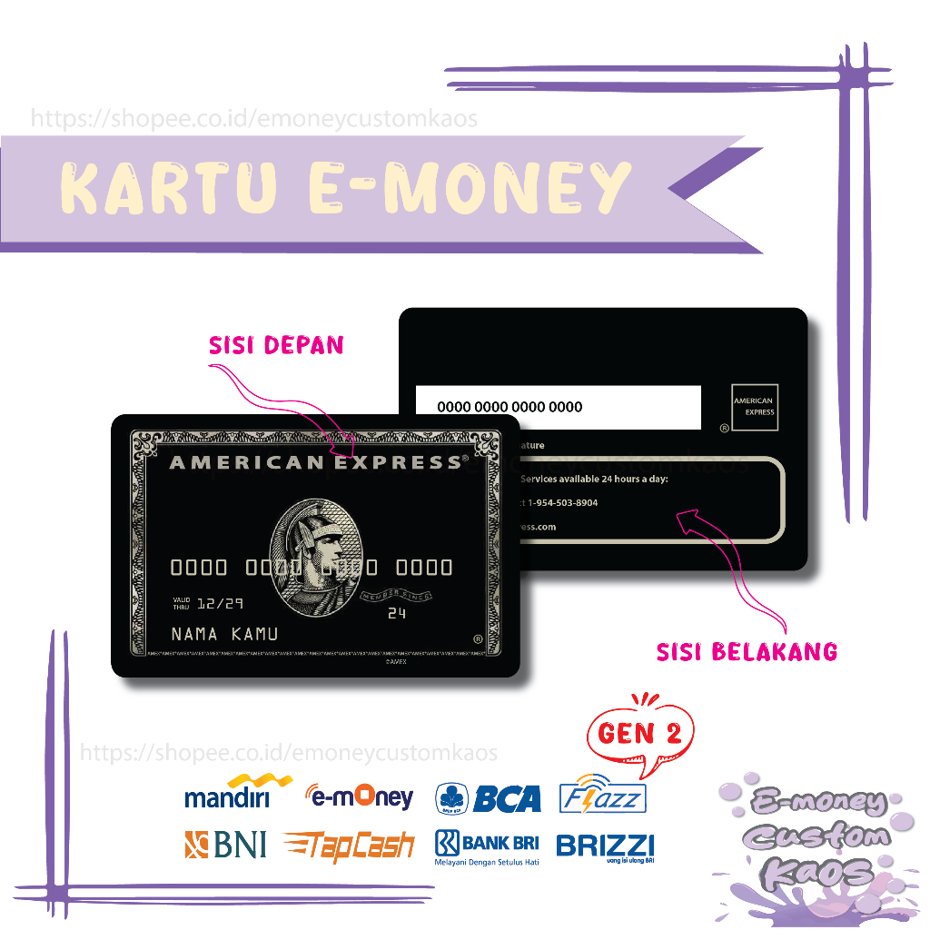 Jual KARTU EMONEY CARD AMERICAN EXPRESS BLACK MANDIRI FLAZZ BCA GEN 2 ...