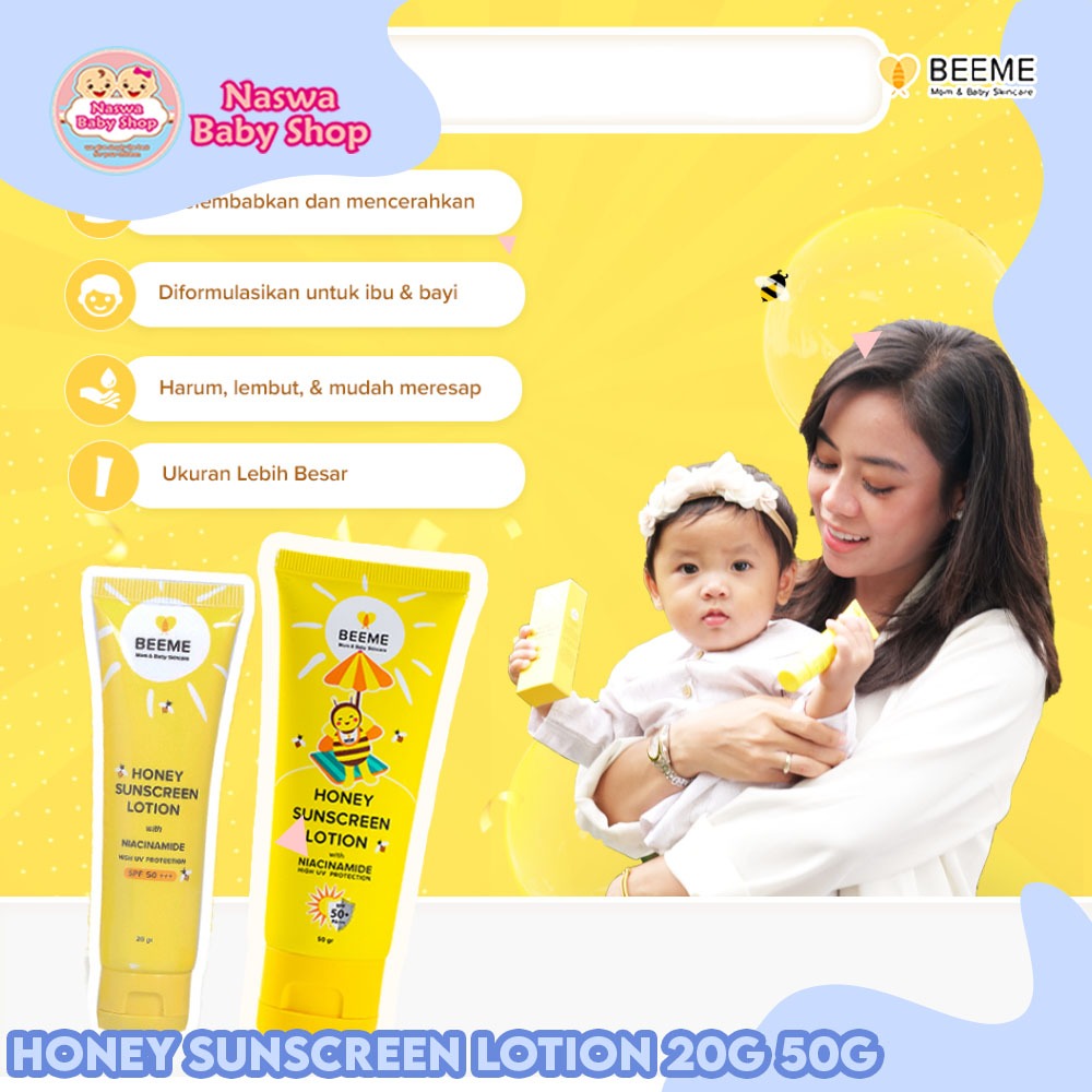 Jual Beeme Honey Sunscreen Lotion With Niacinamide SPF 50+++ 20gr 50gr ...