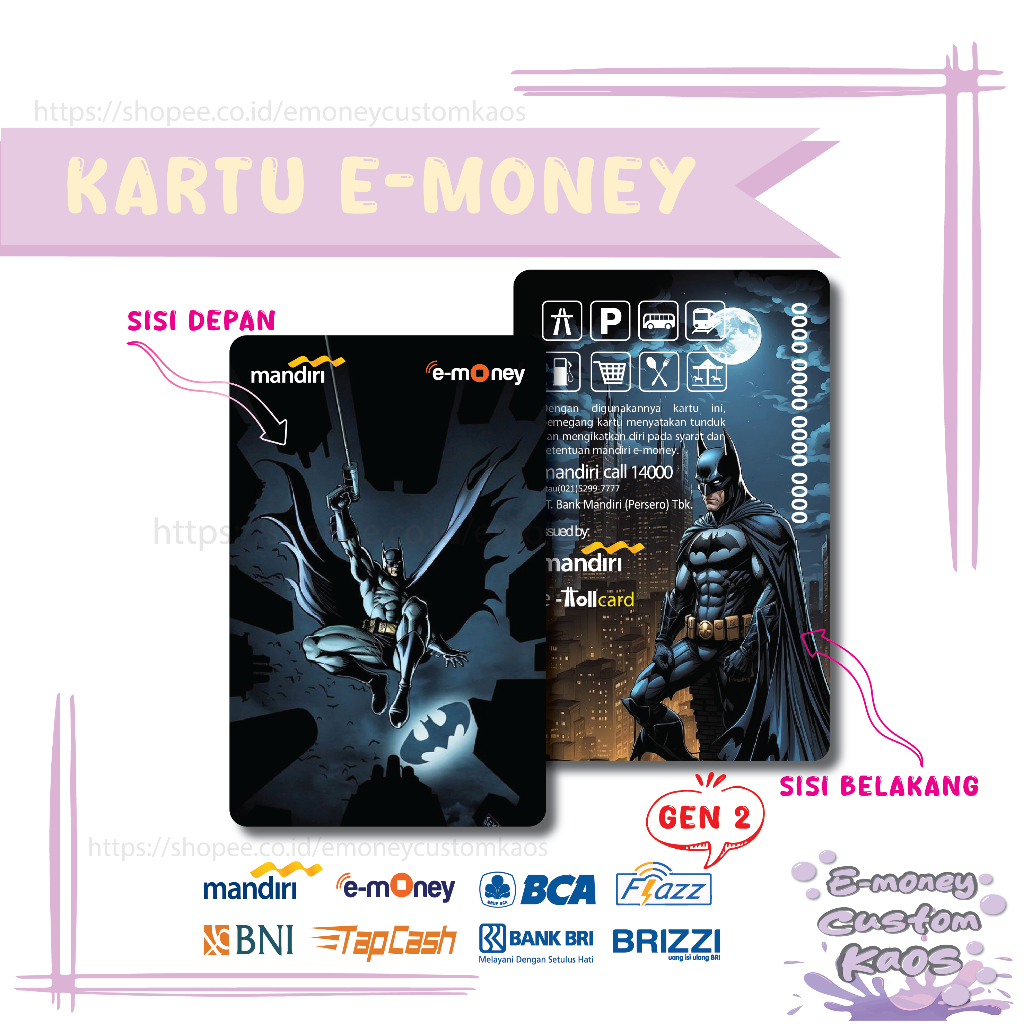 Jual KARTU EMONEY SUPERHERO BATMAN KNIGHT ETOLL MANDIRI FLAZZ BCA GEN 2 ...