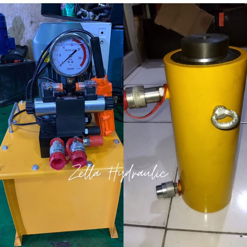 Jual Electric Hydraulic Pump 30 L / 700 Bar + Hidrolik Jack 100 Ton / Dongkrak Hidrolik 100 Ton ...