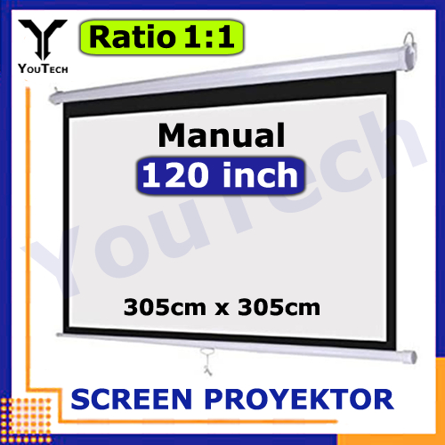 Jual Layar Proyektor Manual 120" - Screen Projector Wall Mount 120 inch ...