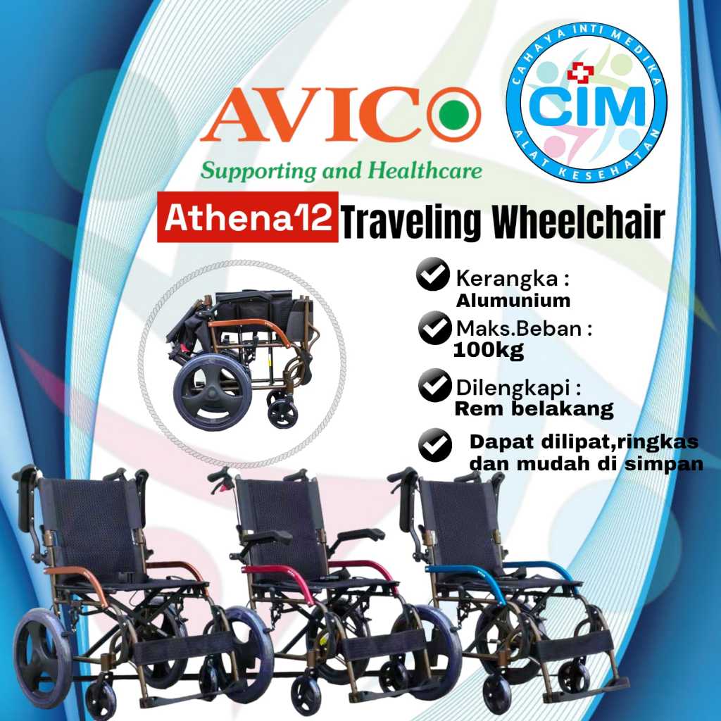 Jual Kursi Roda Travel athena 12 Avico | Shopee Indonesia