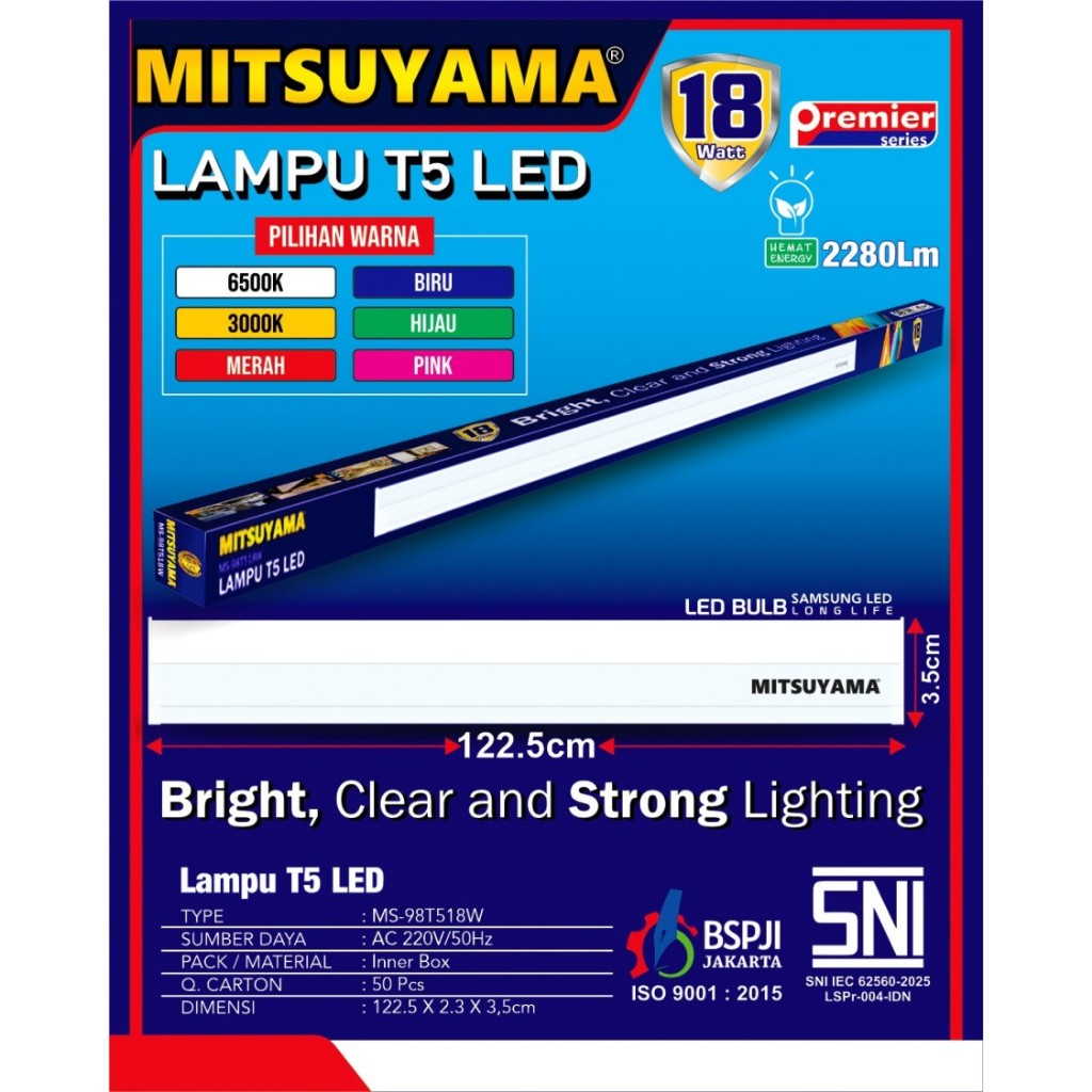 Jual LAMPU T5 LED 120 CM PINK MITSUYAMA LAMPU T5 LED 18 WATT LAMPU TUBE ...