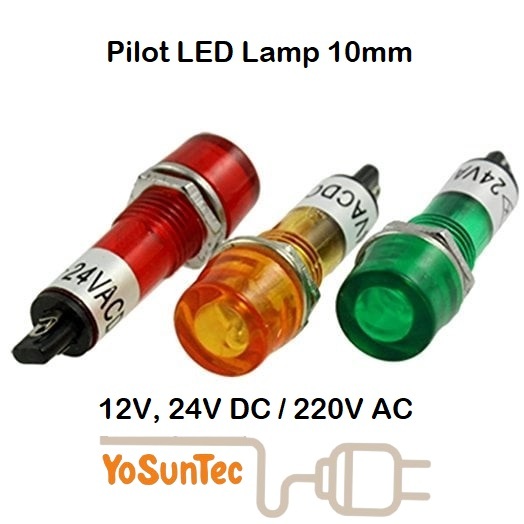 Jual Panel LED Indicator 12V 24 V DC 220V AC Pilot Lamp Light M10 Lampu Indikator Sinyal M10 ...
