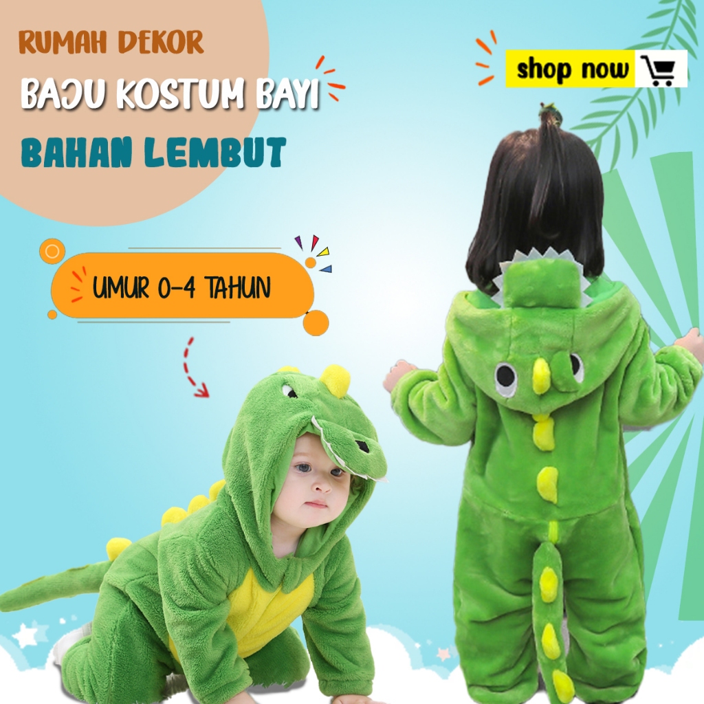 Jual Baju Kostum Dinosaur Anak Bayi Dino Onesie Karakter Animal hewan | Shopee Indonesia