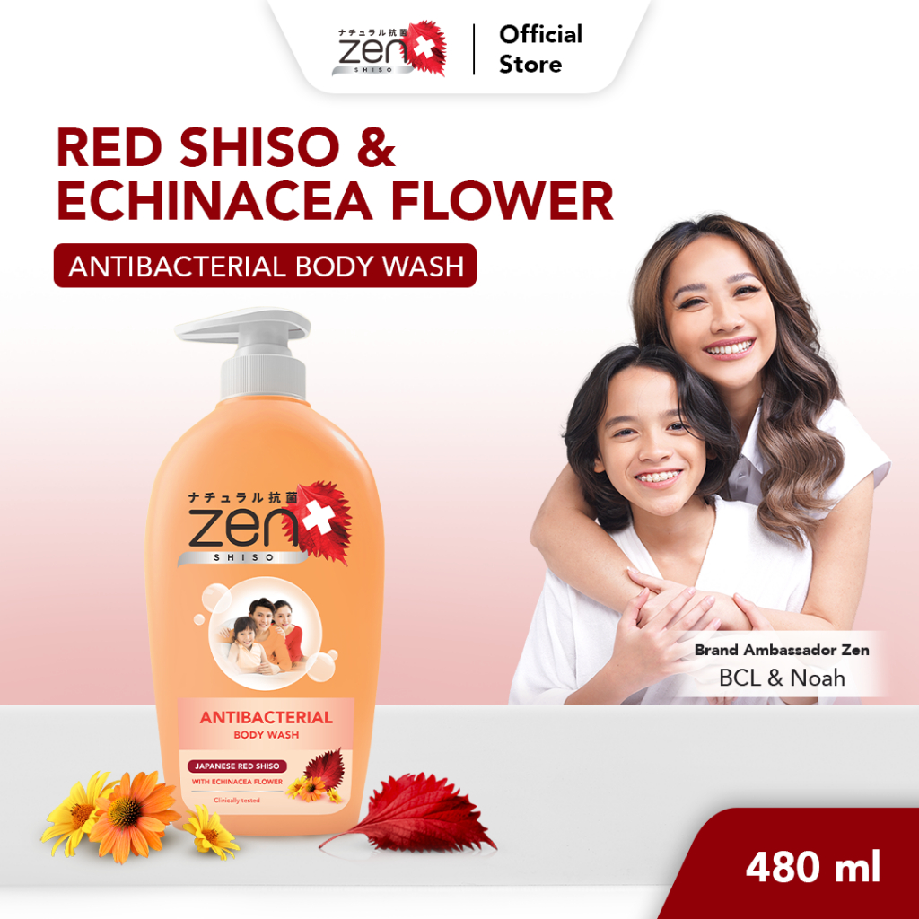 Jual Zen Antibacterial Body Wash Shiso & Echinacea Flower Pump 480ml | Shopee Indonesia