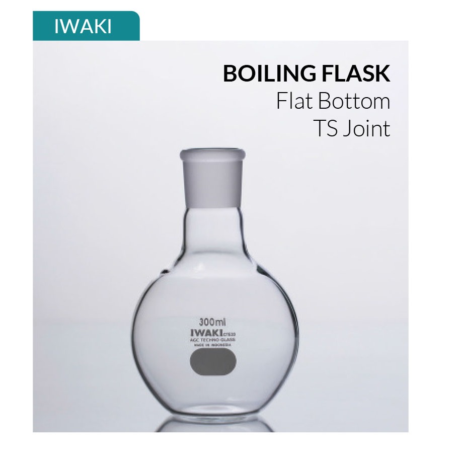 Jual BOILING FLASK 1000ml. Flat Bottom TS Join 34/35 . Wide Neck. IWAKI ...